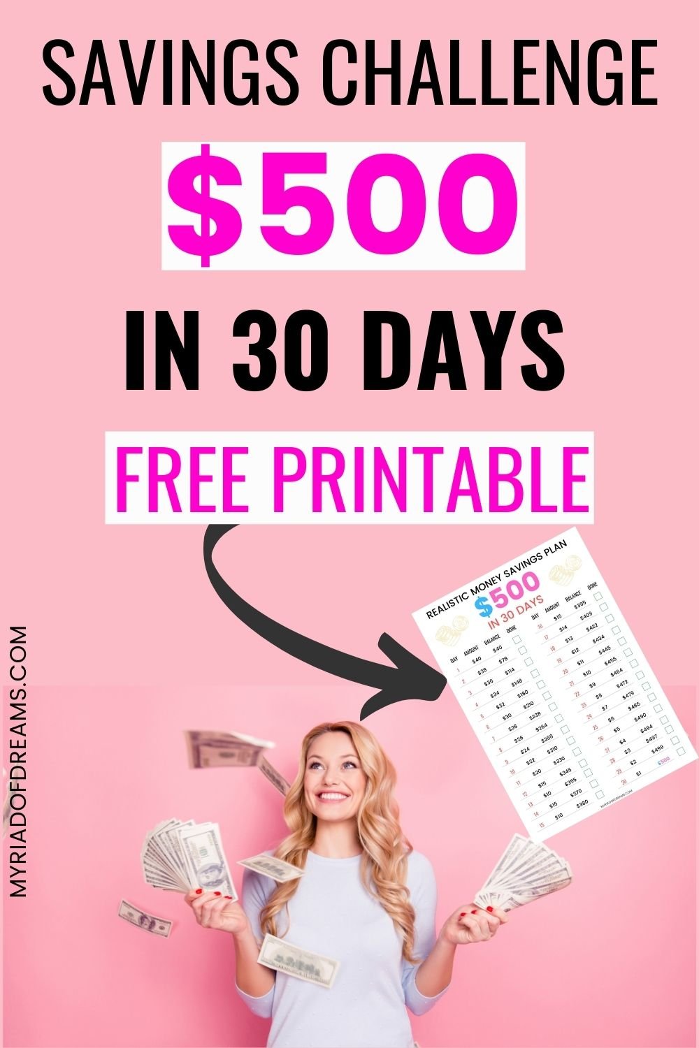 Simple Money Saving Challenge 500 In 30 Days Myriad Of Dreams Simple Money Saving Challenge 500 In 30 Days Myriad Of Dreams